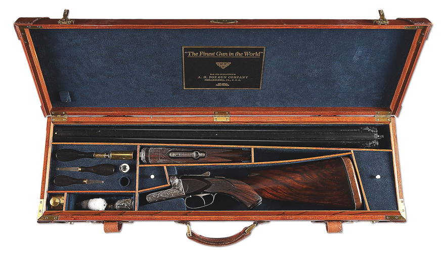 (c) Cased A.h. Fox Xe Grade 12 Bore Side By Side Shotgun.