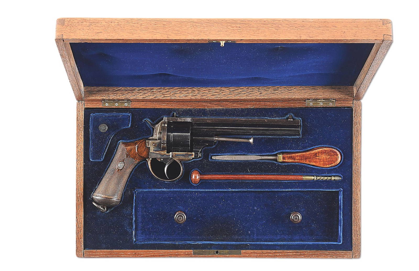 (a) Cased Lefaucheux Brevete System Janse Double Action Pinfire ...