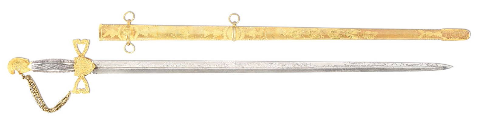 Us Federal Period Presentation Grade Knight Head Pommel Sword Presented ...