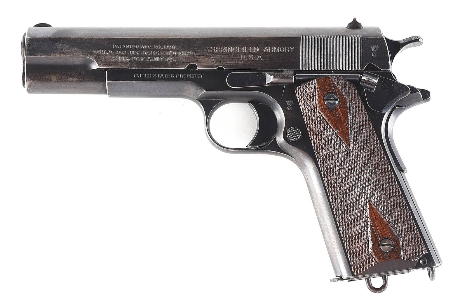 (c) Springfield M1911 Semi Automatic Pistol (1915). Auction