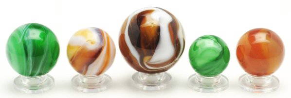 Lot Of 5: M.f. Christensen Slag Marbles.