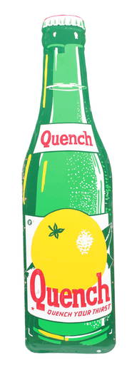 Quench Soda Pop Embossed Tin Bottle Sign