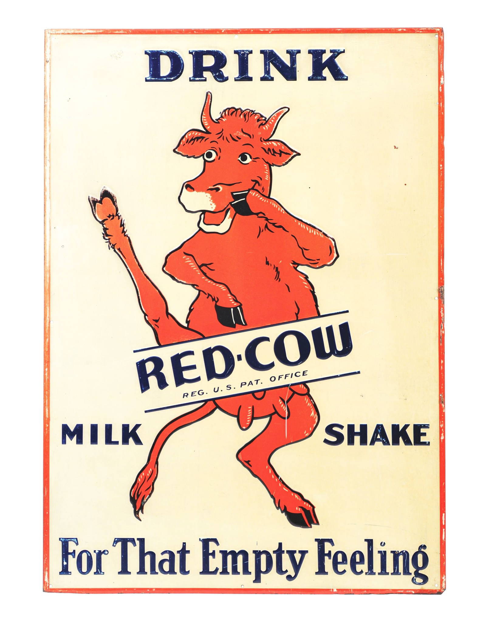 Drink Red Cow Milkshakes Self-framed Embossed Tin Sign W/ Red Cow ...
