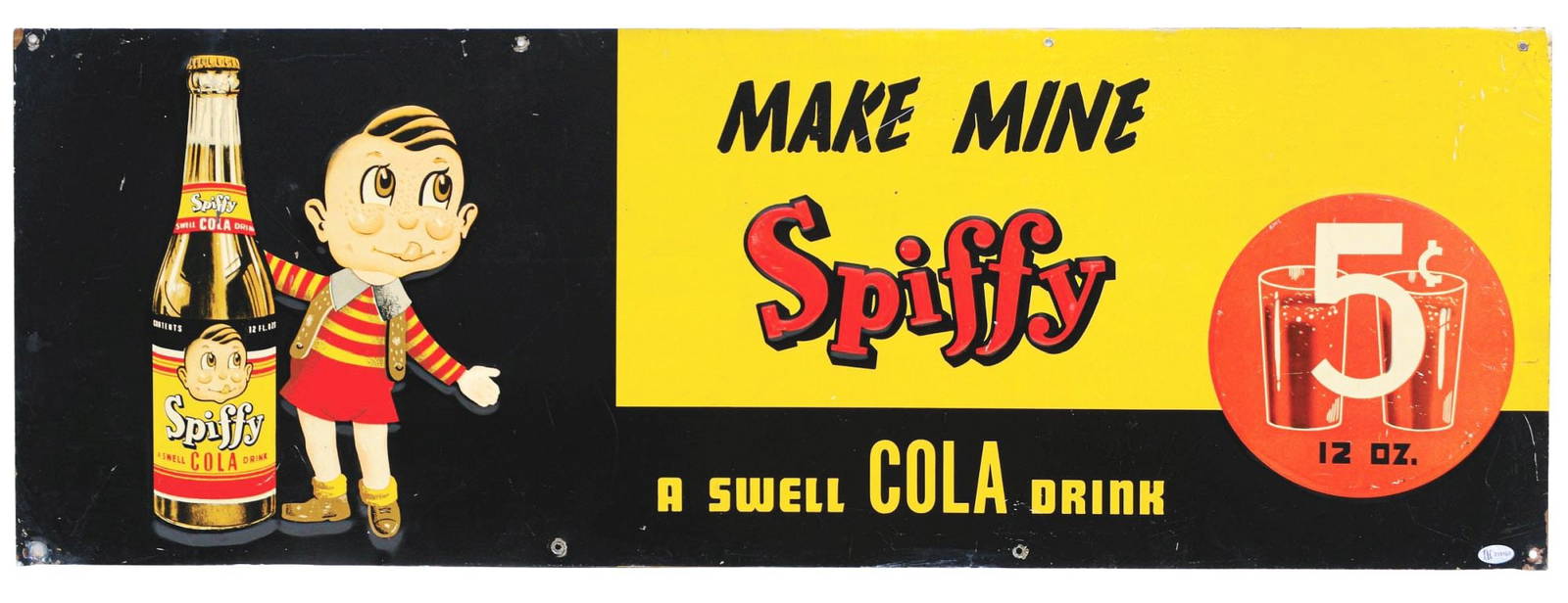 Spiffy Soda Tin Sign W/ Bottle Graphic Auction