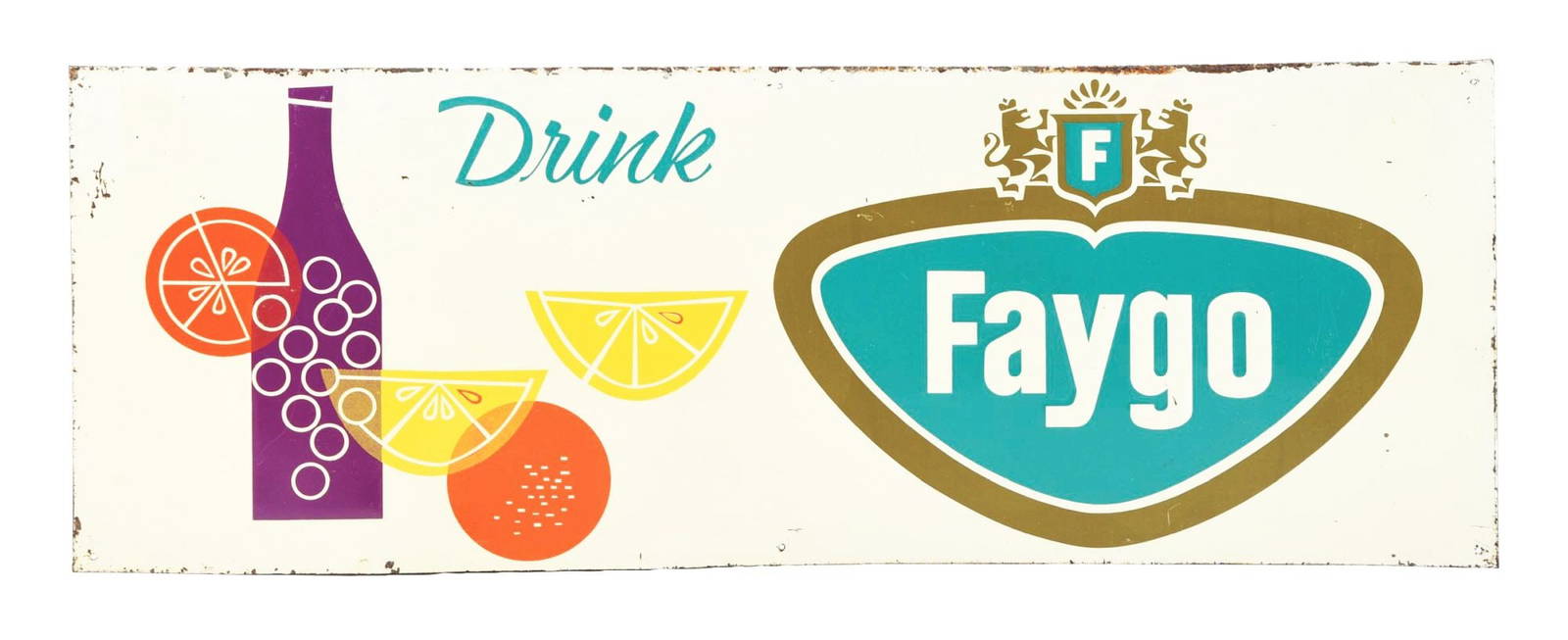 Drink Faygo Embossed Tin Sign W/ Bottle Graphic Auction