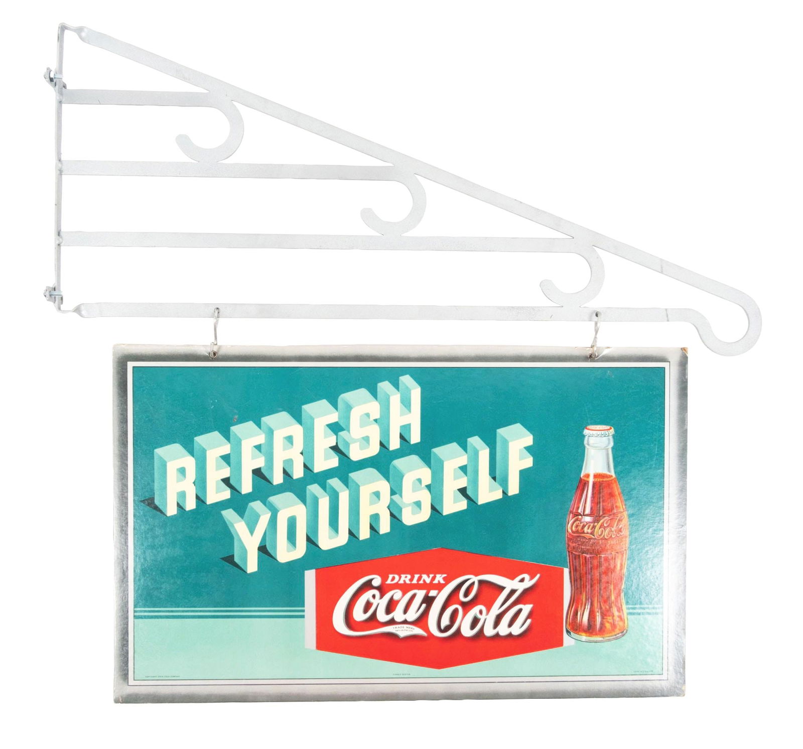Cardboard Coca-cola Hanging Bracket Sign Auction