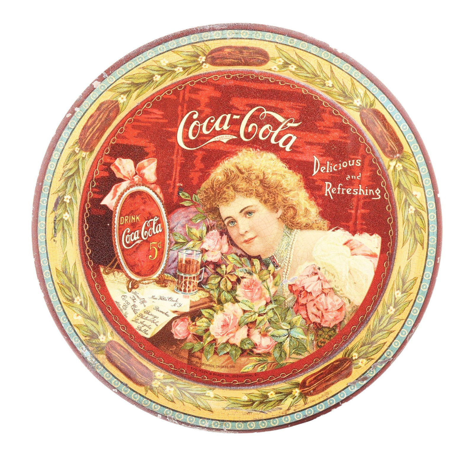 1901 Coca-cola Tip Tray W/ Hilda Clark Graphic Auction