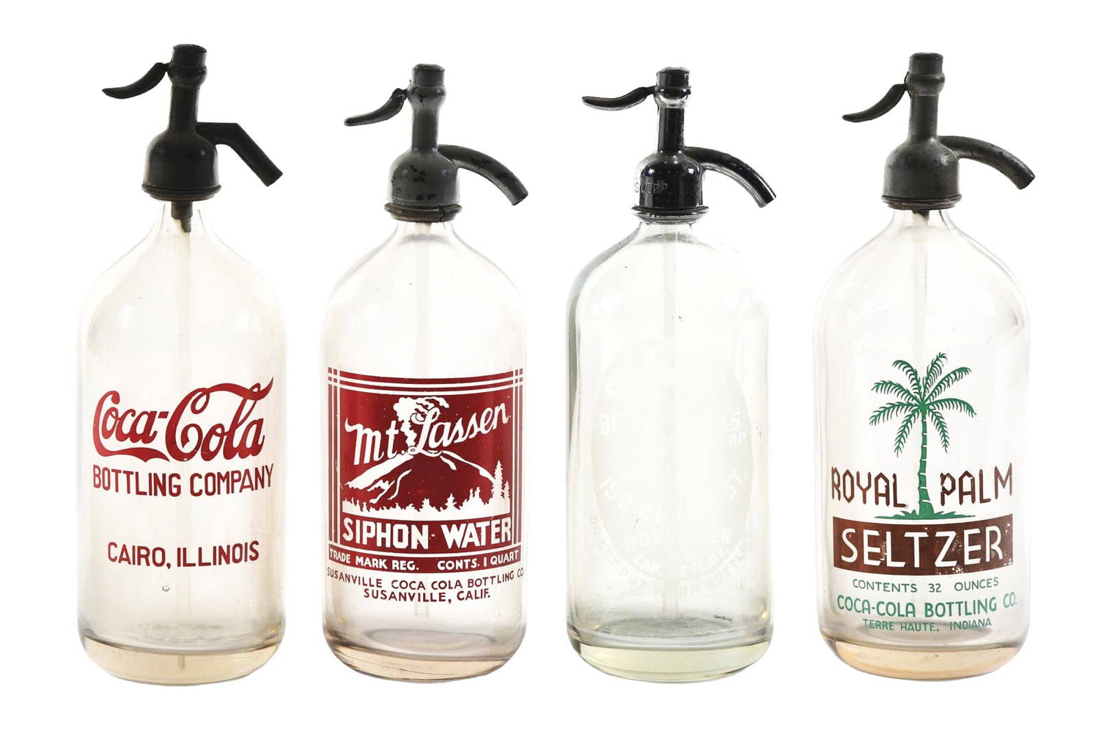 Collection Of 4 Coca-cola Seltzer Bottles Auction