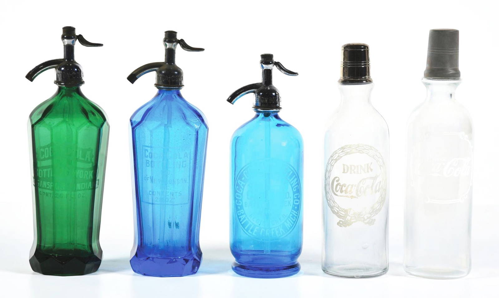 Collection Of 5 Coca-cola Seltzer & Syrup Bottles Auction