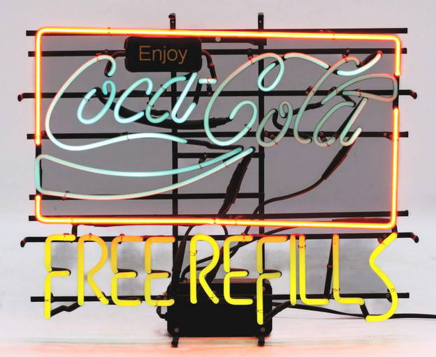 Coca Cola "free Refils" Neon Sign