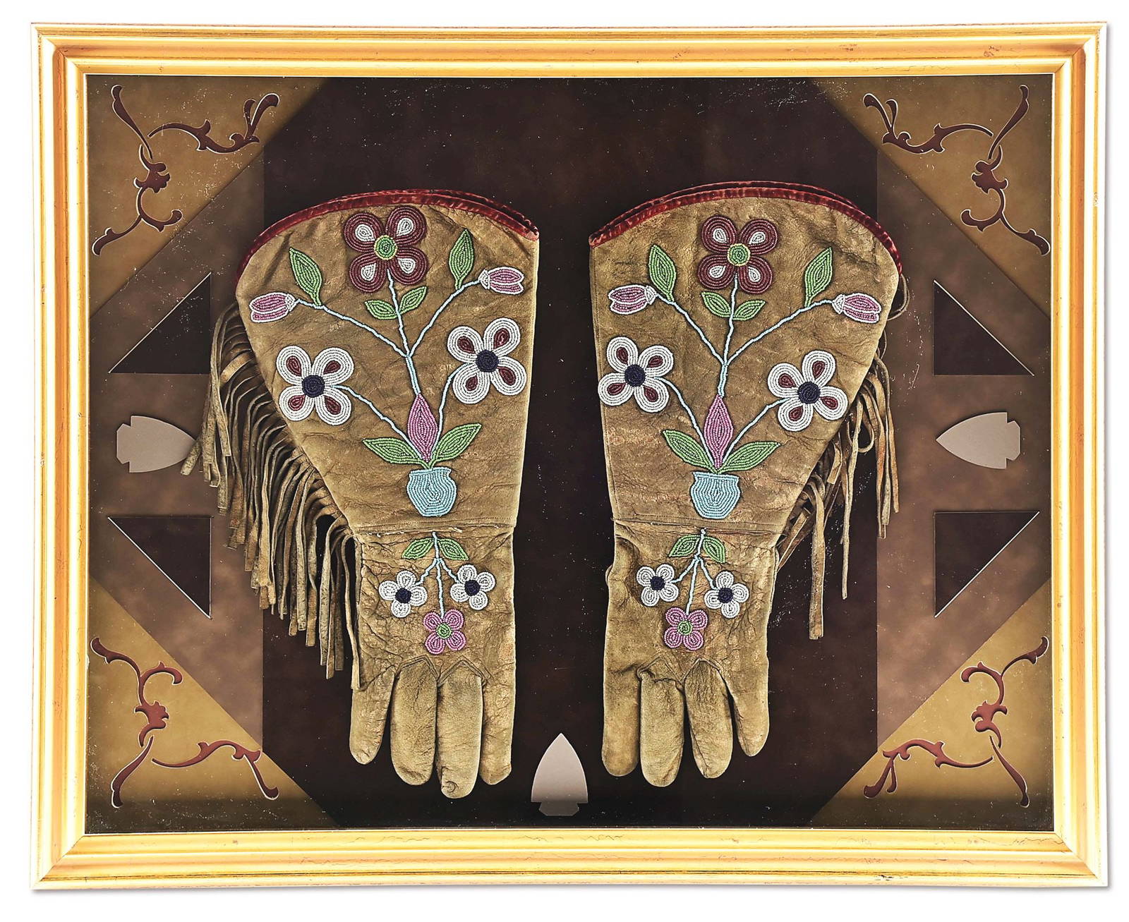 Cree Floral Beaded Gauntlets Auction