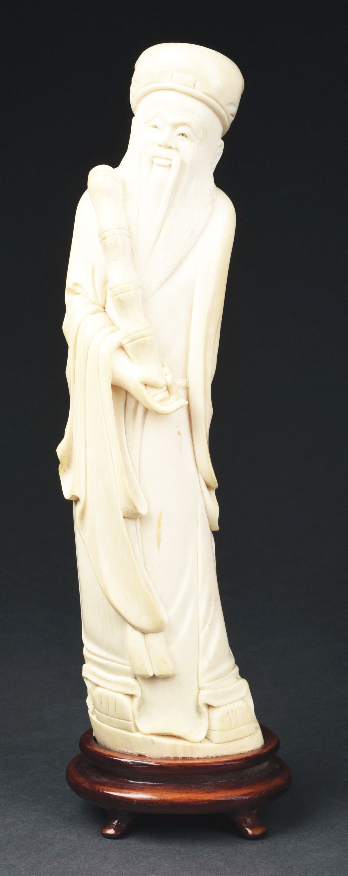 Solid Carved Ivory Ornate Man Auction