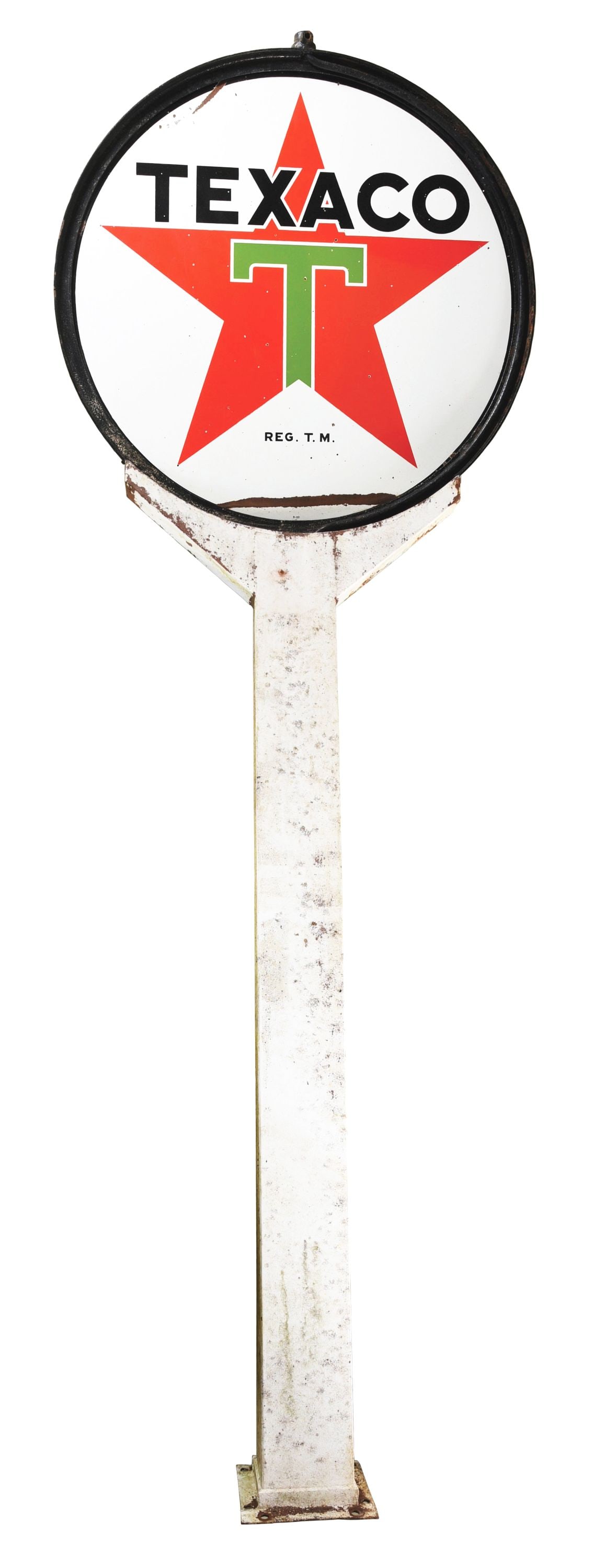 Texaco Gasoline Porcelain Service Station Sign W/ Original Banjo Pole ...