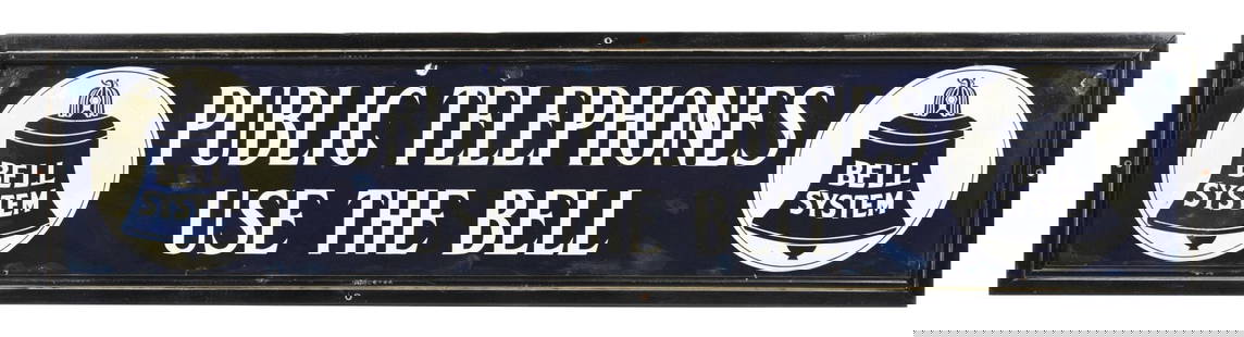 Double Sided Porcelain Public Telephone Bell System Sign Auction