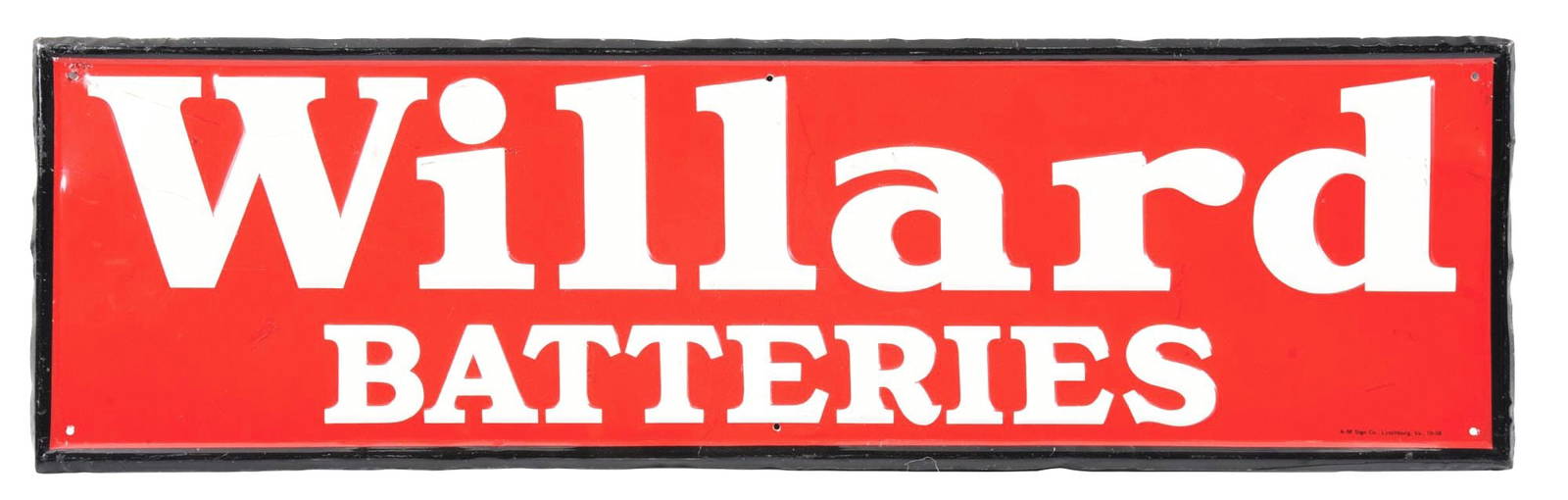 Willard Batteries Tin Sign. Auction