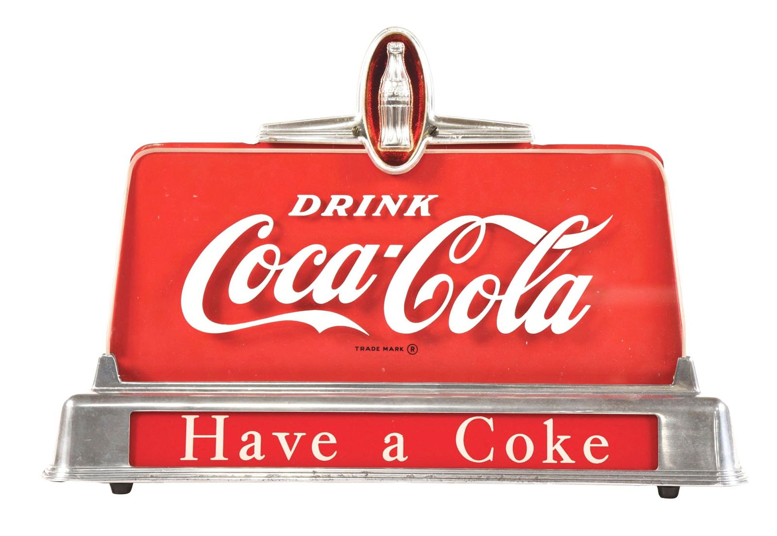Light Up Coca Cola Counter Top Sign. Auction