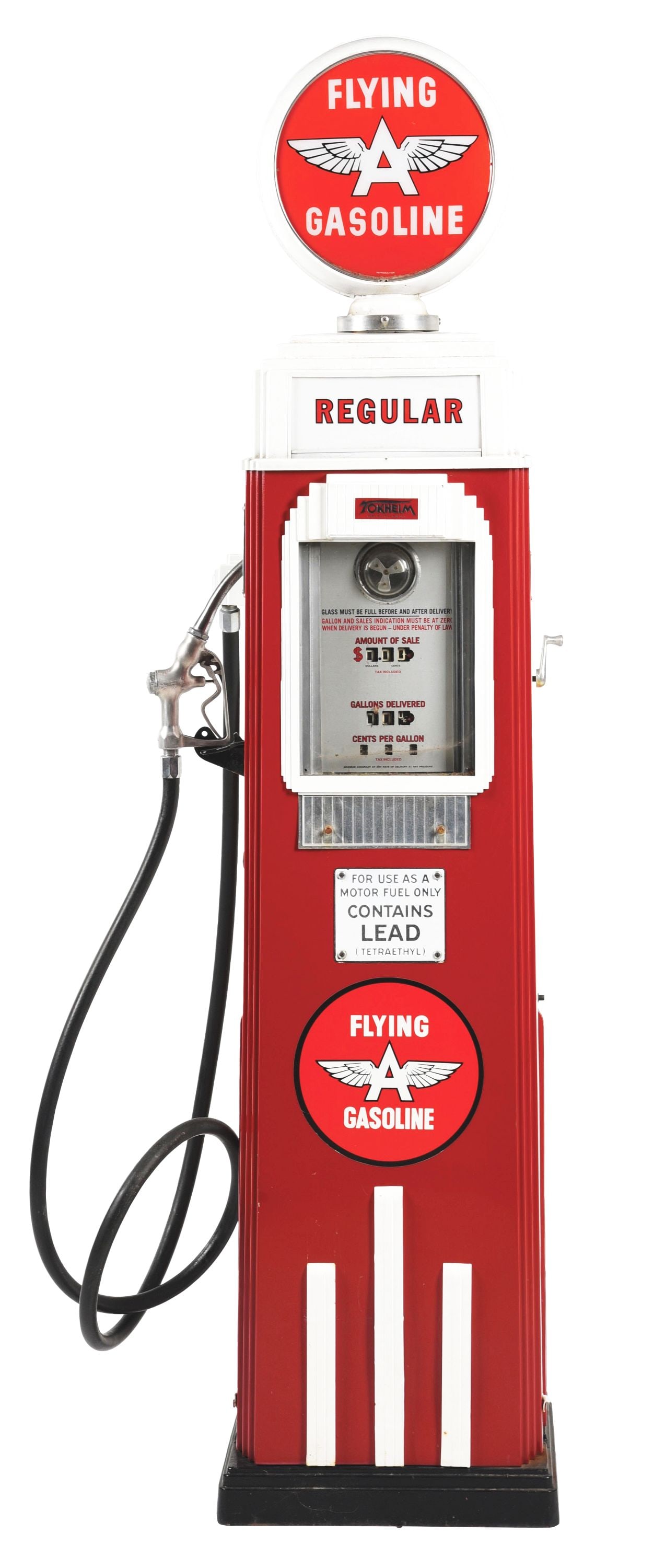 Tokheim Model #36b Gas Pump Restored In Flying A Gasoline. Auction