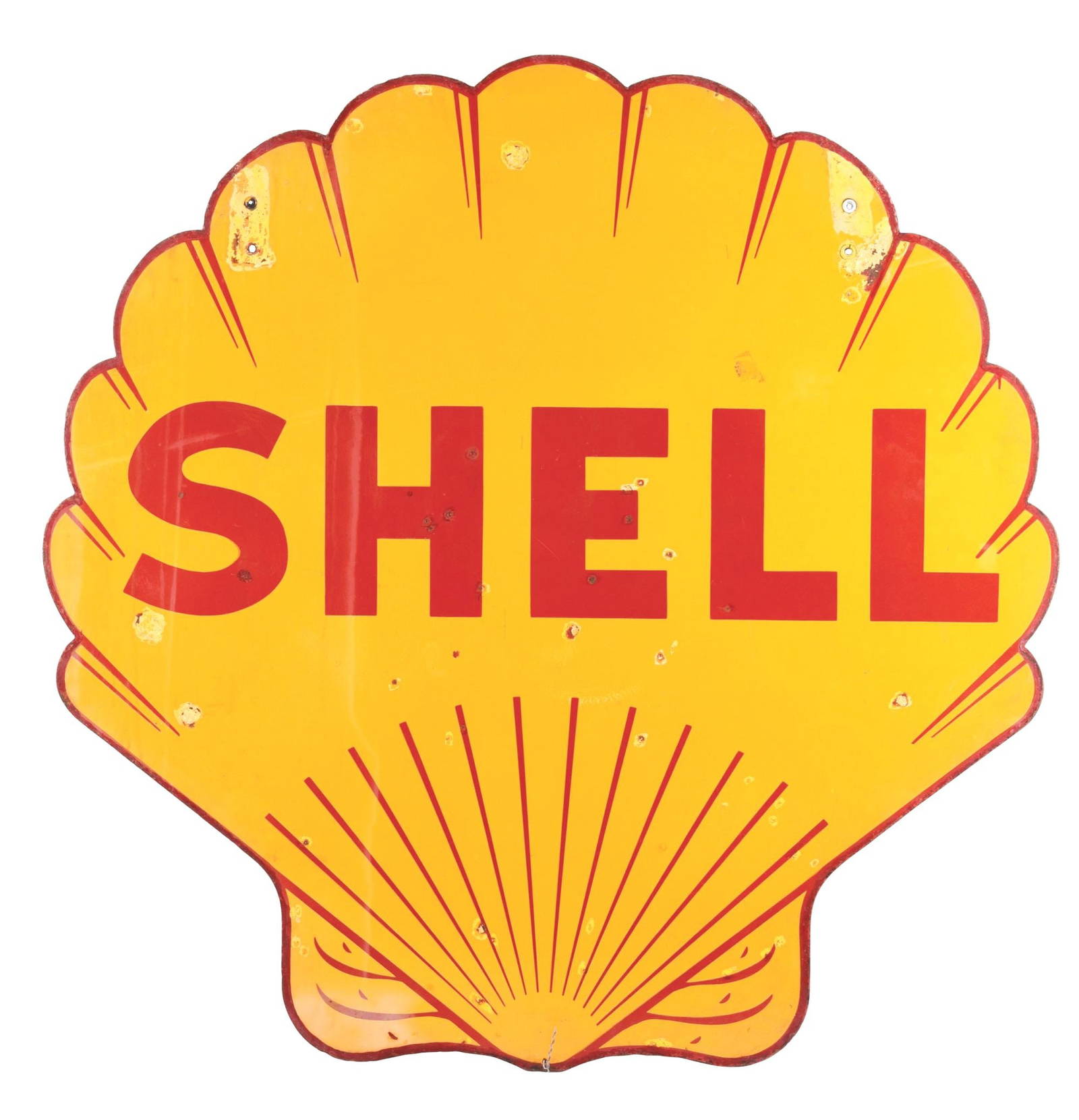 Shell Gasoline Die Cut Porcelain Clam Shell Sign. Auction