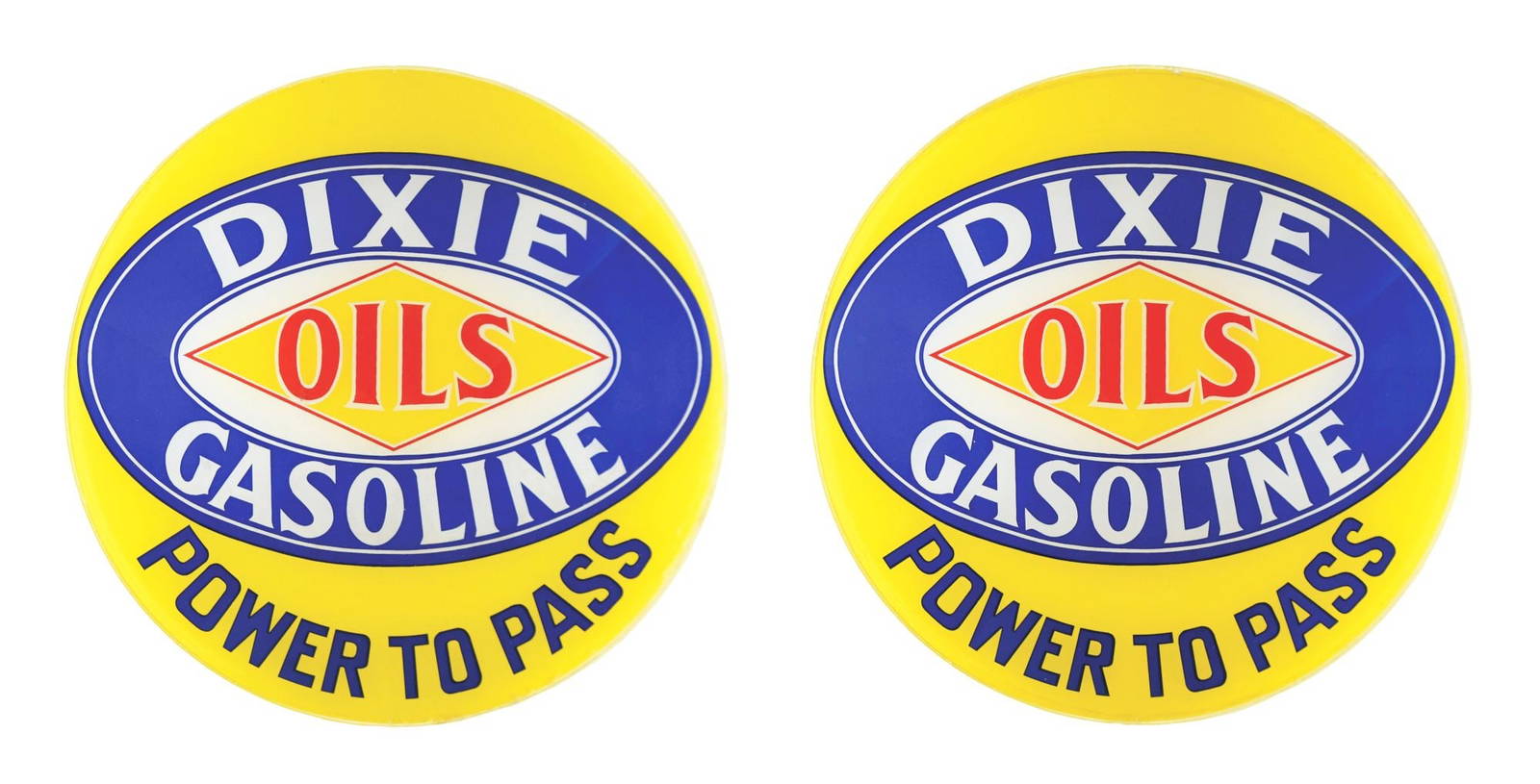 Set Of 2: Dixie "power To Pass" Gasoline 13.25" Globe Lenses. Auction