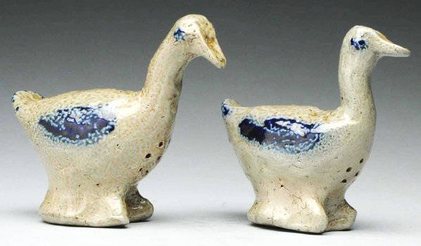 Pair Of Early Saltware Figural Geese.