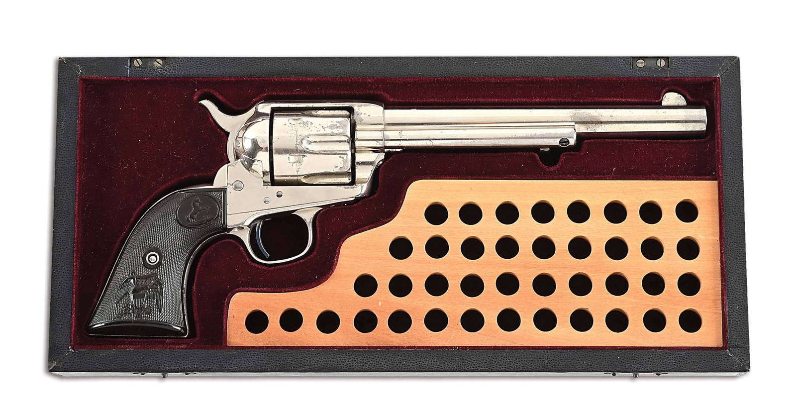 (a) Fine Nickel Colt Single Action Army Revolver With Case (1887). Auction