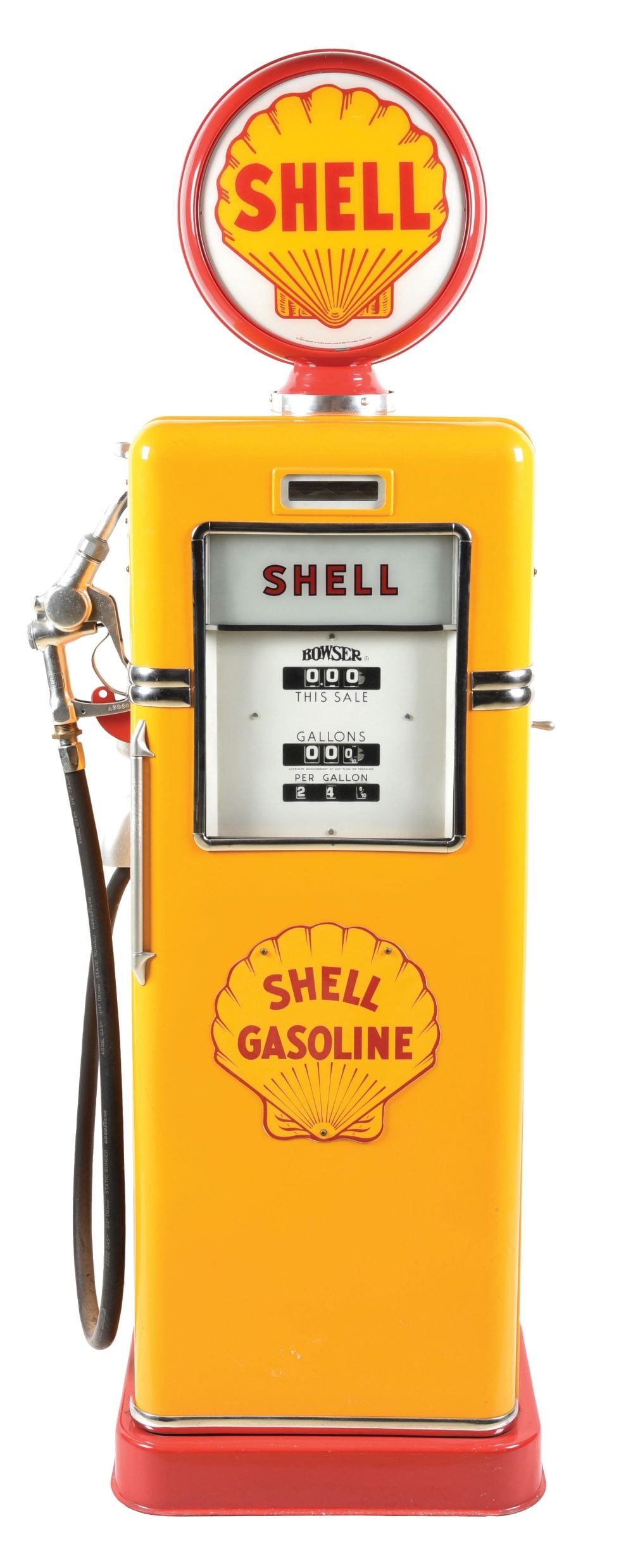 Bowser Model #585 Gas Pump Restored In Shell Gasoline. Auction