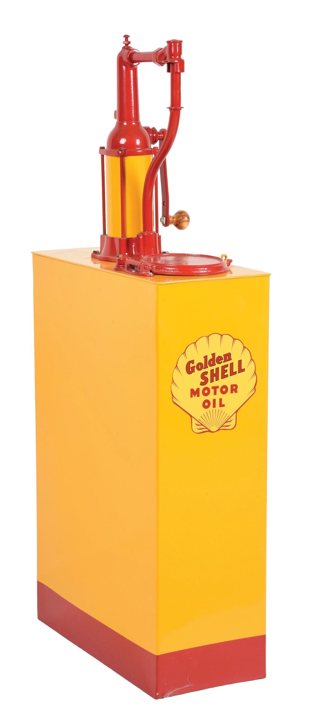 Service Station Lubster Pump Restored In Golden Shell Motor Oil. Auction