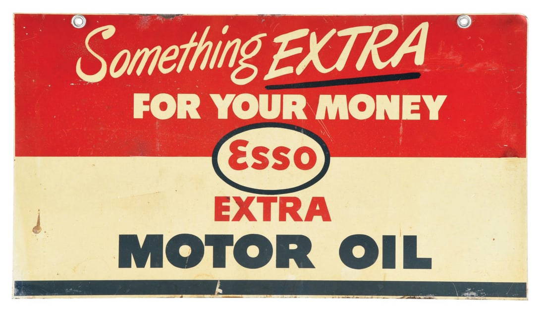 Esso Extra Motor Oil Something Extra Sign. Auction