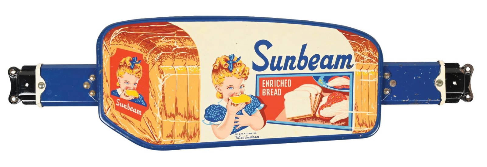 Sunbeam Bread Painted Metal Door Push W/ Sunbeam Girl Graphic Auction