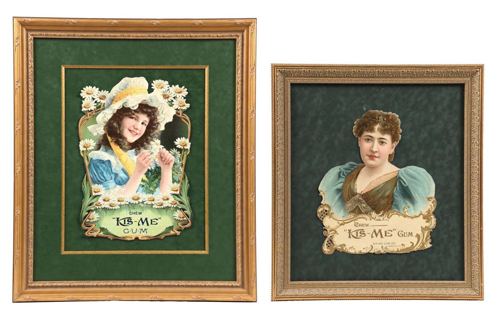 Collection Of 2 Kis-me Chewing Gum Die-cut Cardstock Lithographs W ...