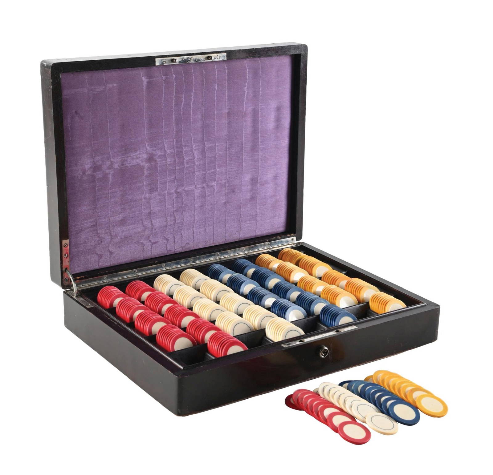 Set Of Ivory Poker Chips In Original Box Auction