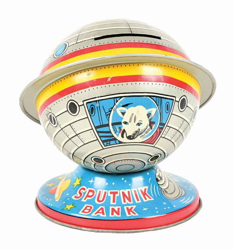 Scarce Japanese Tin Litho Sputnik Toy