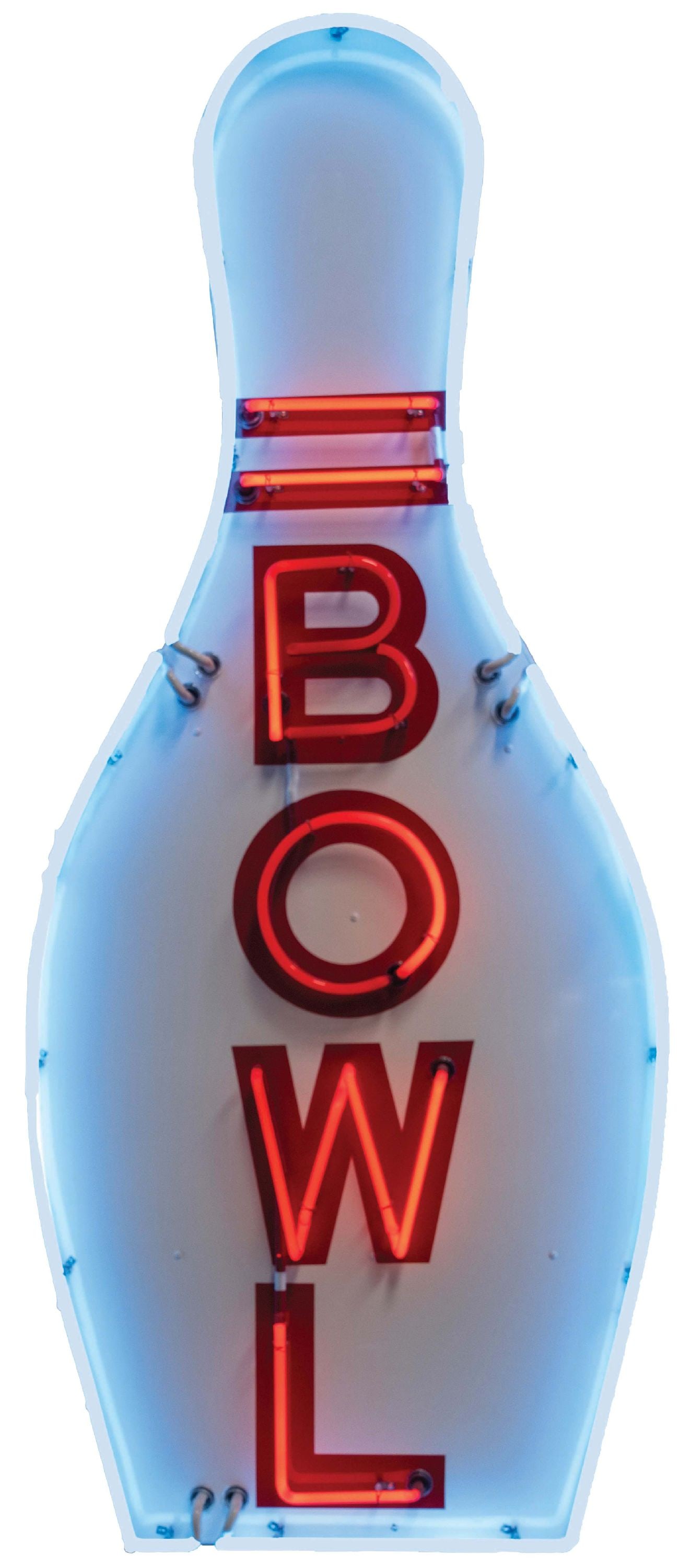 Bowl Painted Metal Neon Sign W/ Bowling Pin Graphic Auction