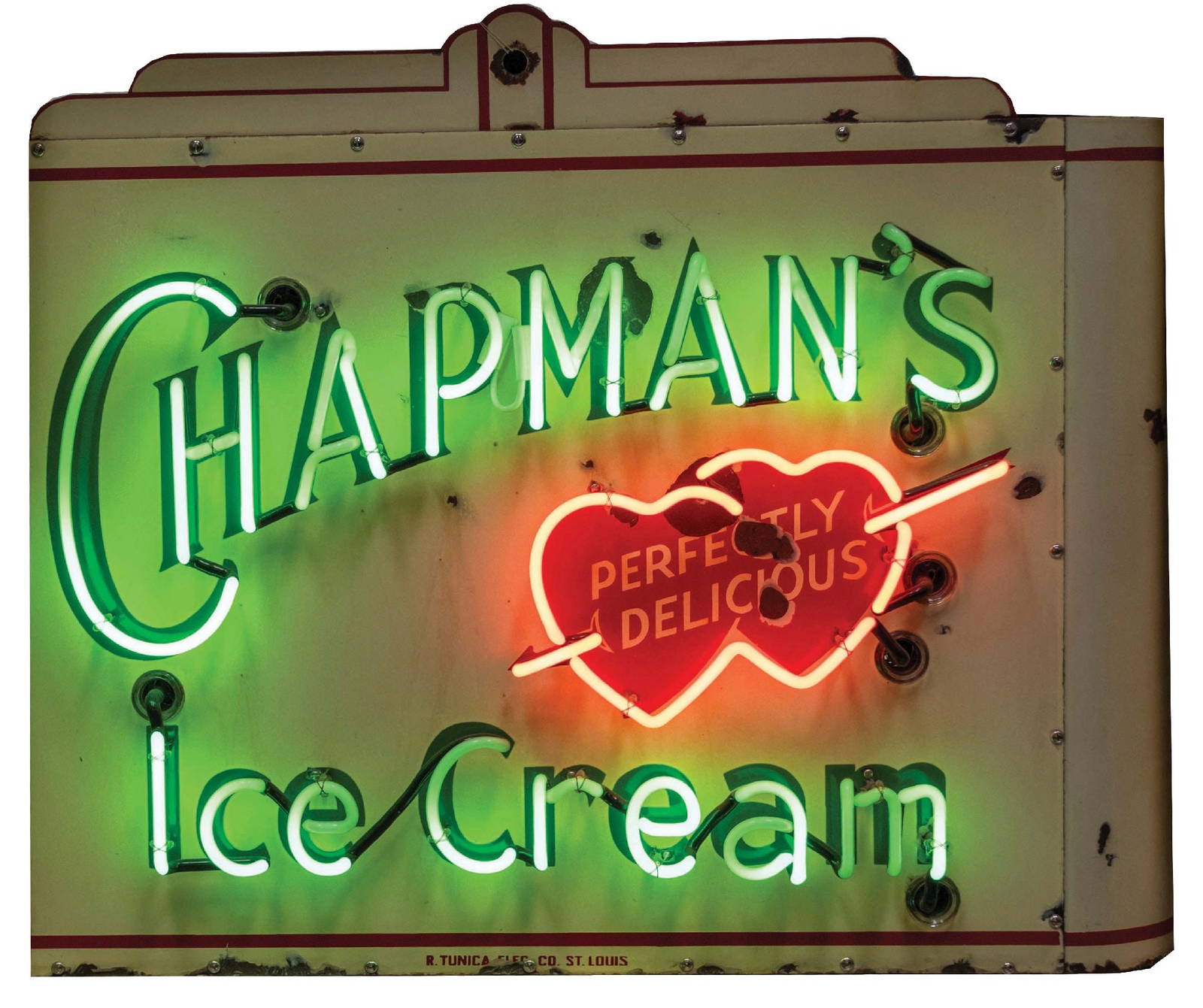 Chapman's Ice Cream Neon Sign W/ Heart Graphic Auction