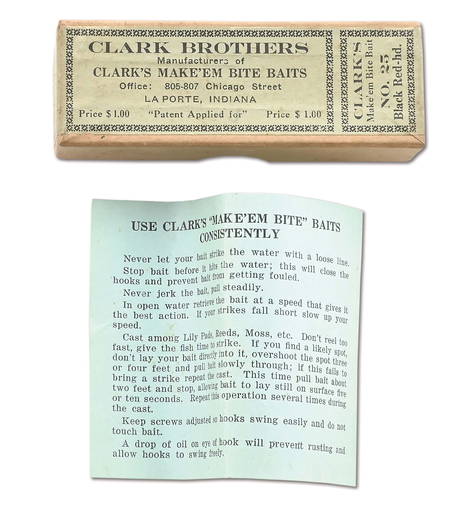Clark Brothers Make Em Bite Bait Box And Paperwork Only