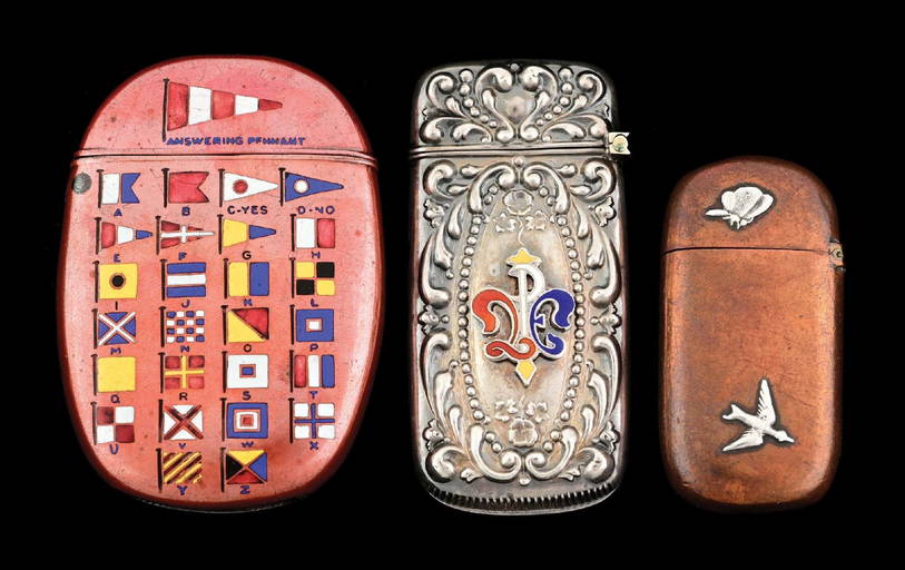 Lot Of 3: Match Safes, Copper, Mixed Metal & Sterling Silver