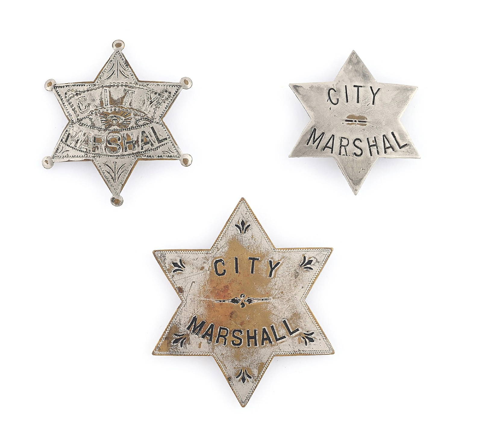 Lot Of 3 City Marshall Badges Auction