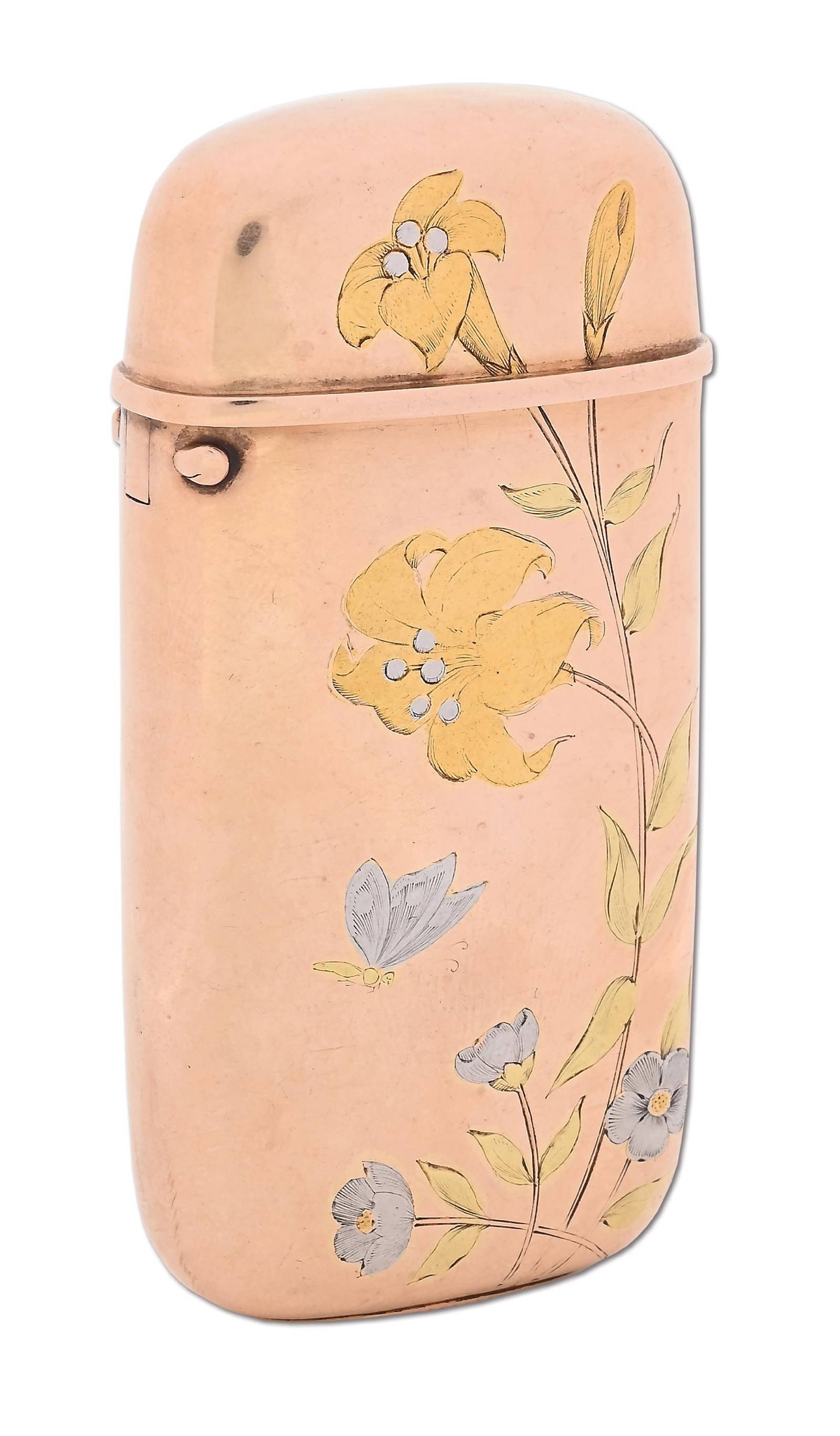 14k Yellow Gold Match Safe With Floral D?cor Auction