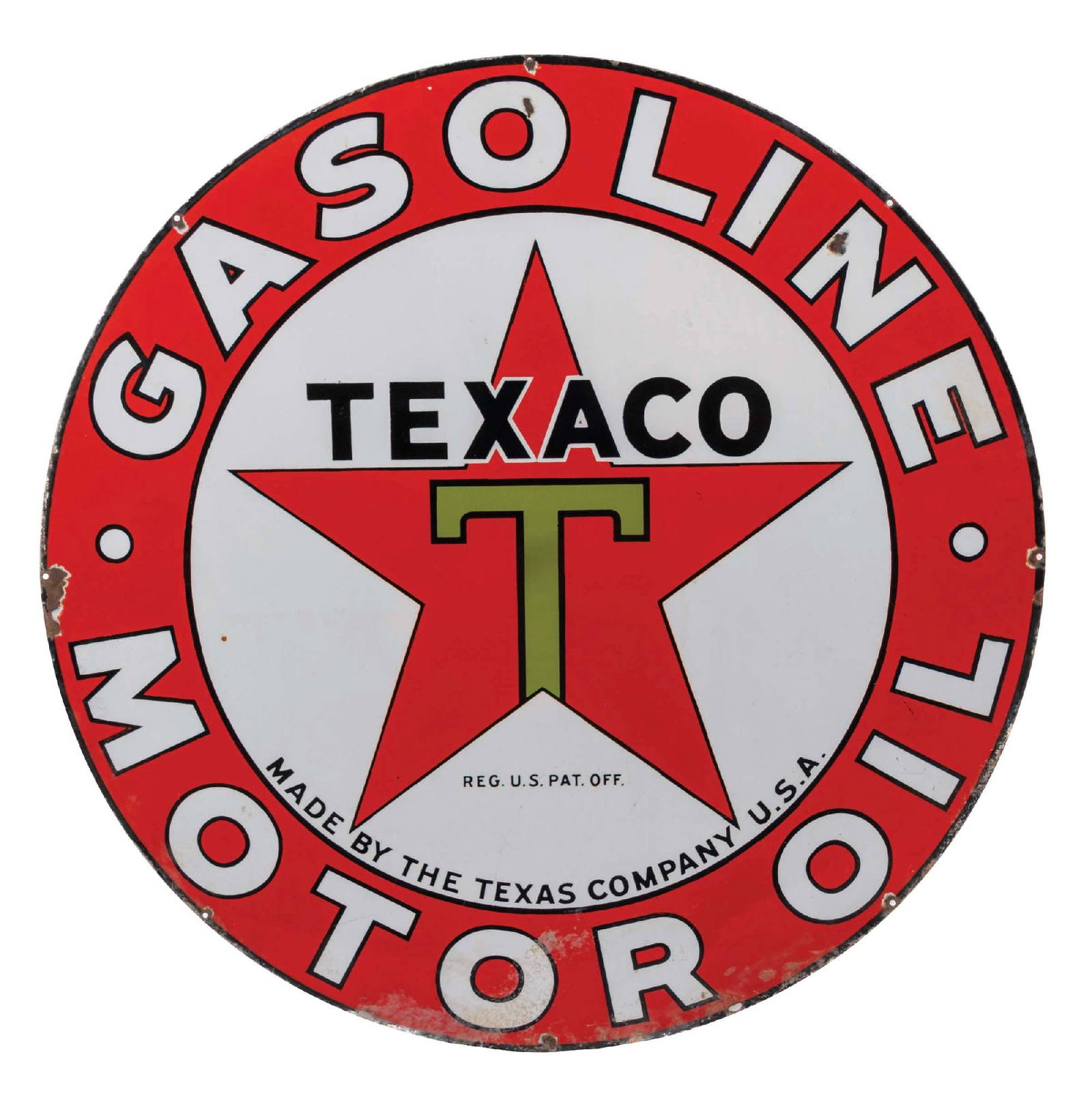 Texaco Gasoline & Motor Oil Porcelain Sign Auction