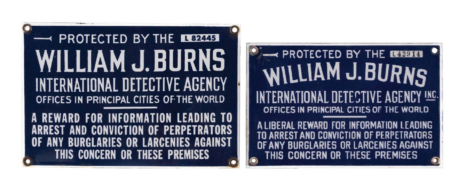 Collection Of 2: William J. Burns Signs Auction