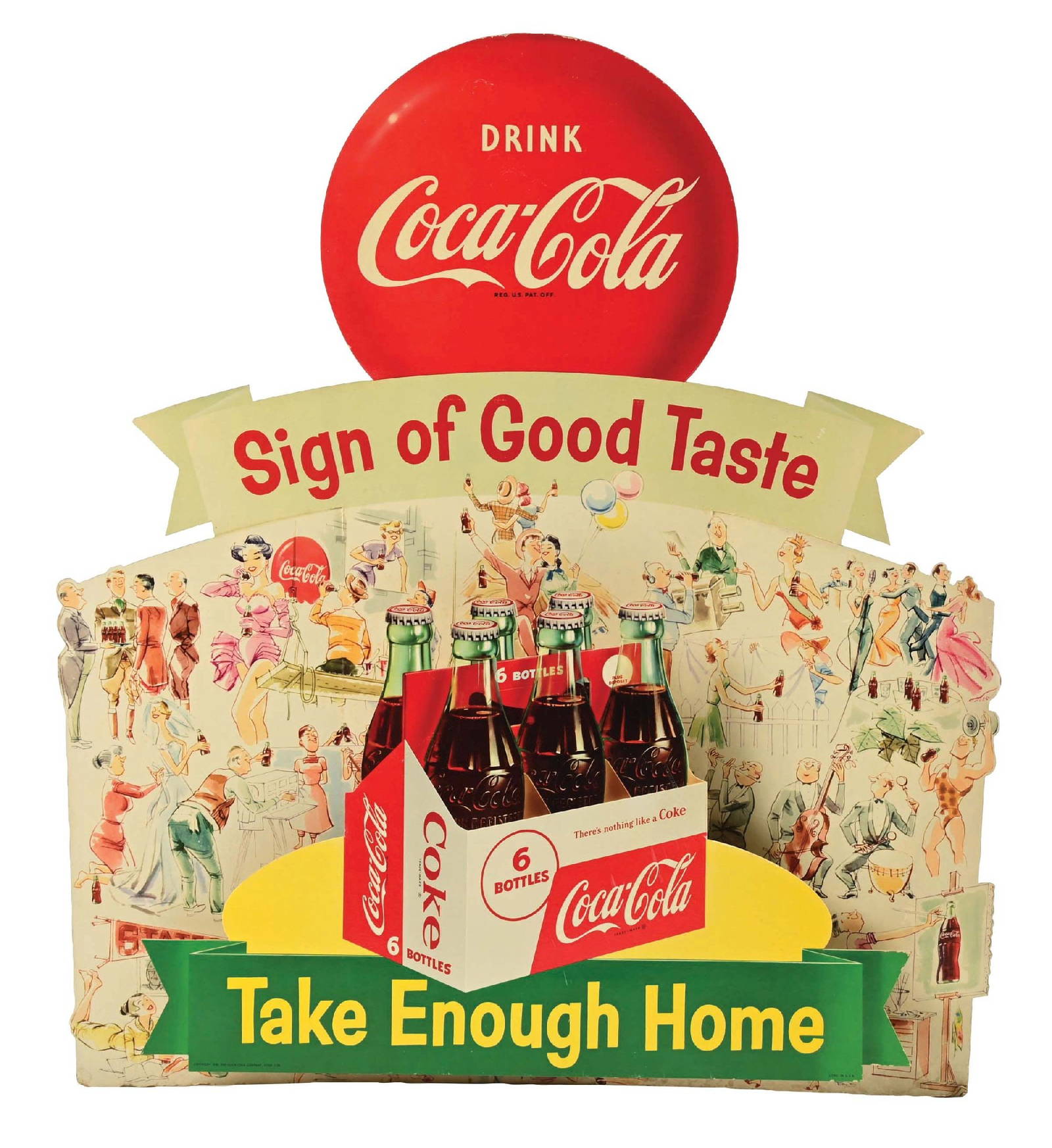 1956 Coca-cola Three Dimensional Card Board Easel Back Sign Auction