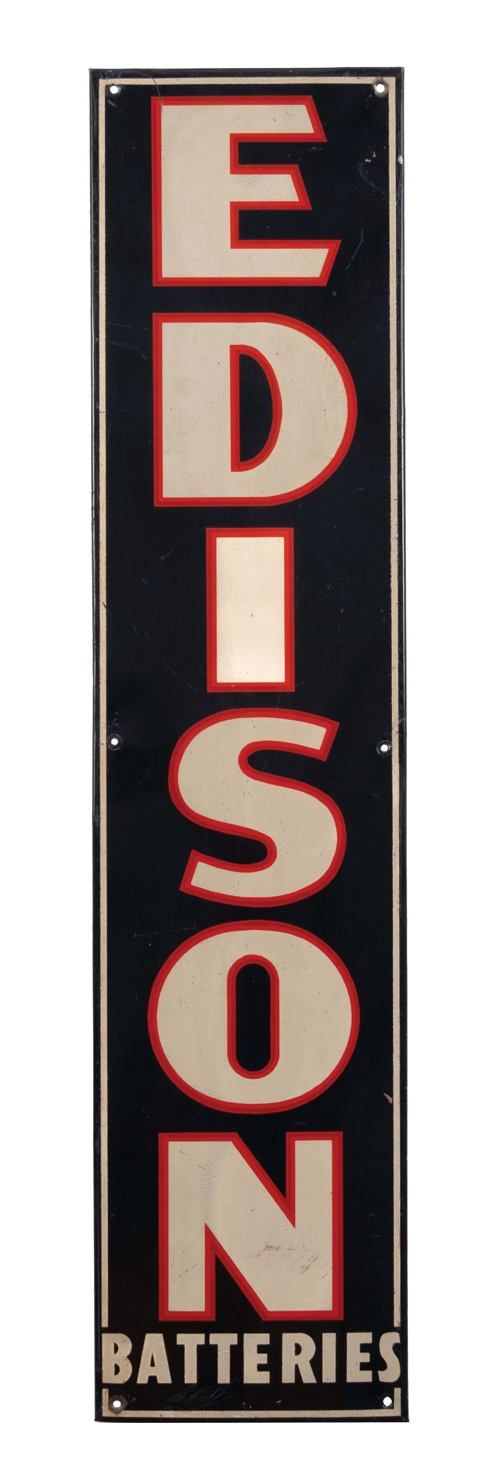 Edison Batteries Painted Tin Sign. Auction