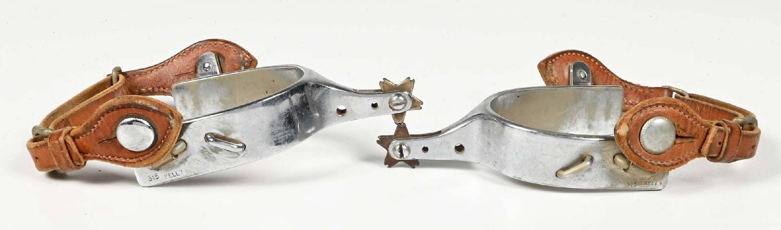 Kelly Marked Stainless Bronc Spurs Auction