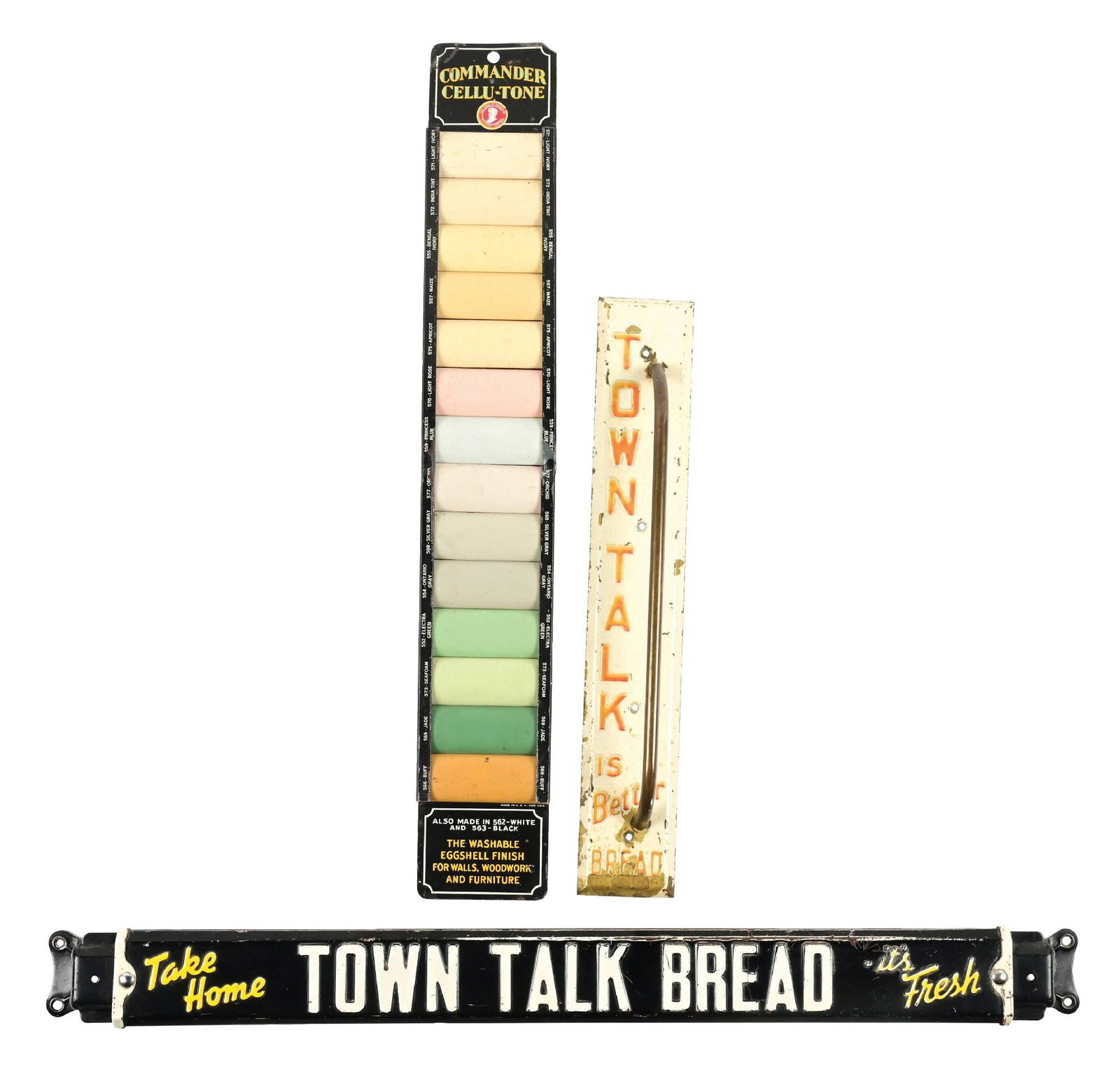 Collection Of 3 Town Talk Bread Door Push Signs And Paint Swatches Sign ...