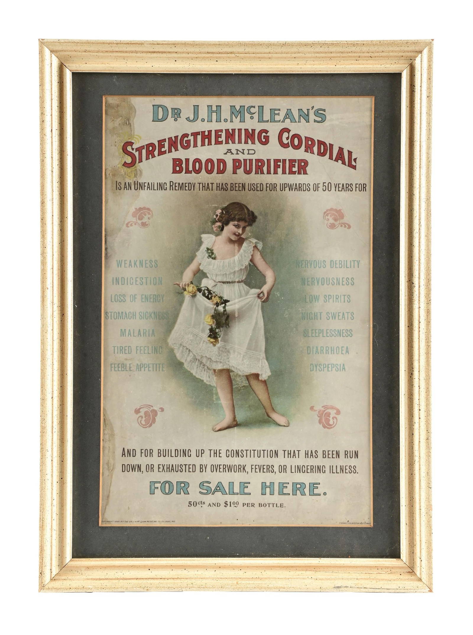Dr. J.h. Mclean's Strengthening Blood Purifier Paper Sign Auction