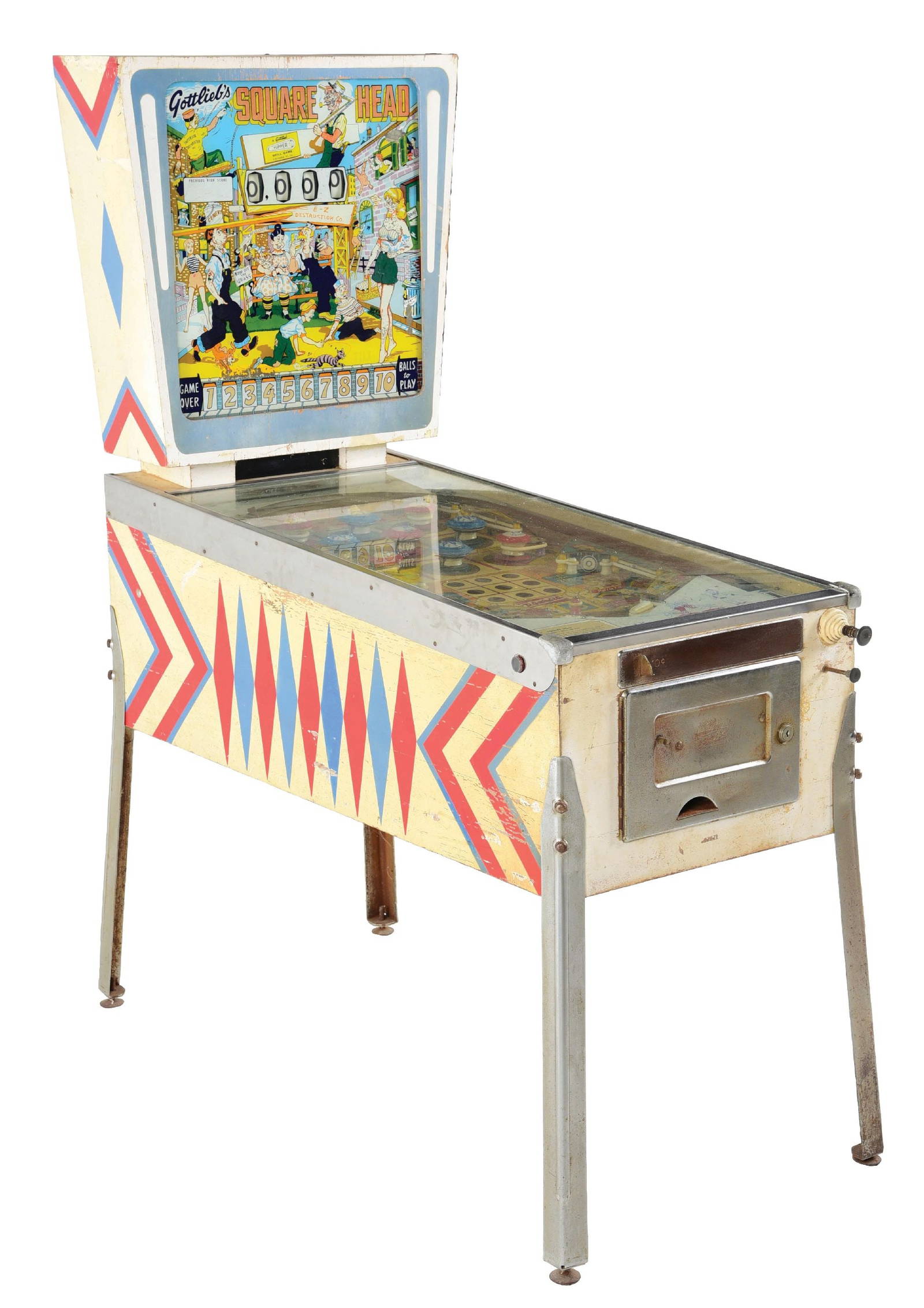 10¢ Gottlieb's Square Head Pinball Game. Auction