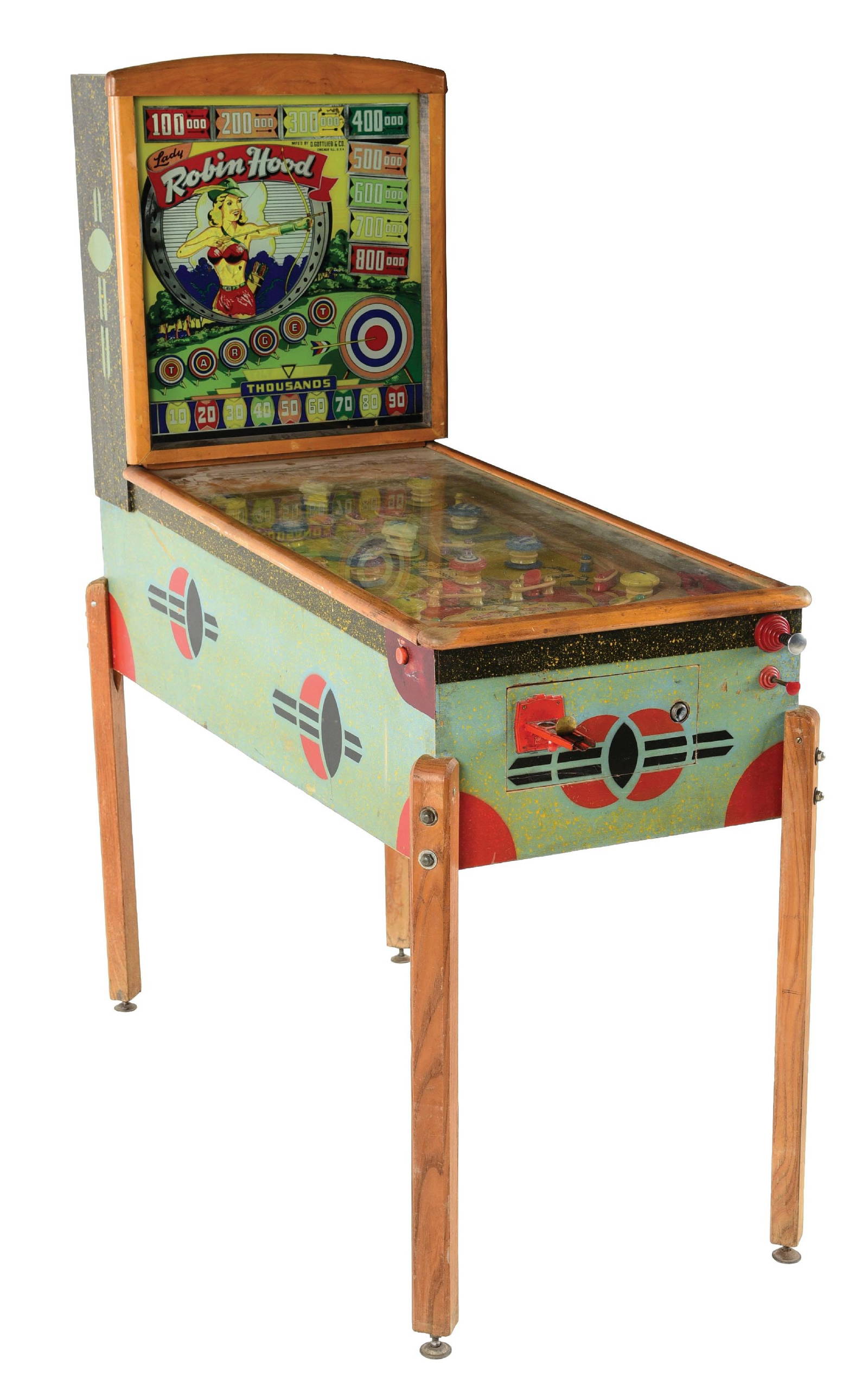 5¢ Gottlieb's Lady Robin Hood Pinball Machine. Auction