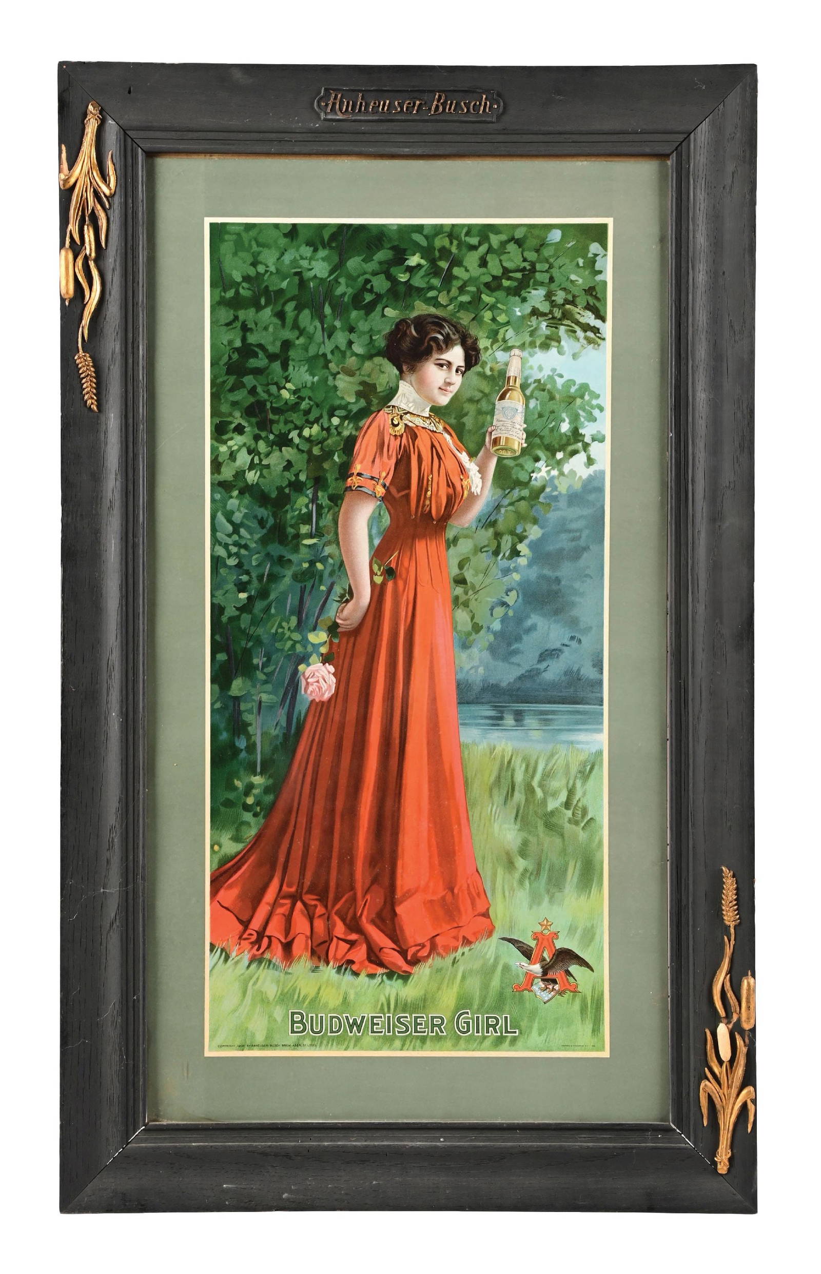 Budweiser Girl Paper Sign. Auction