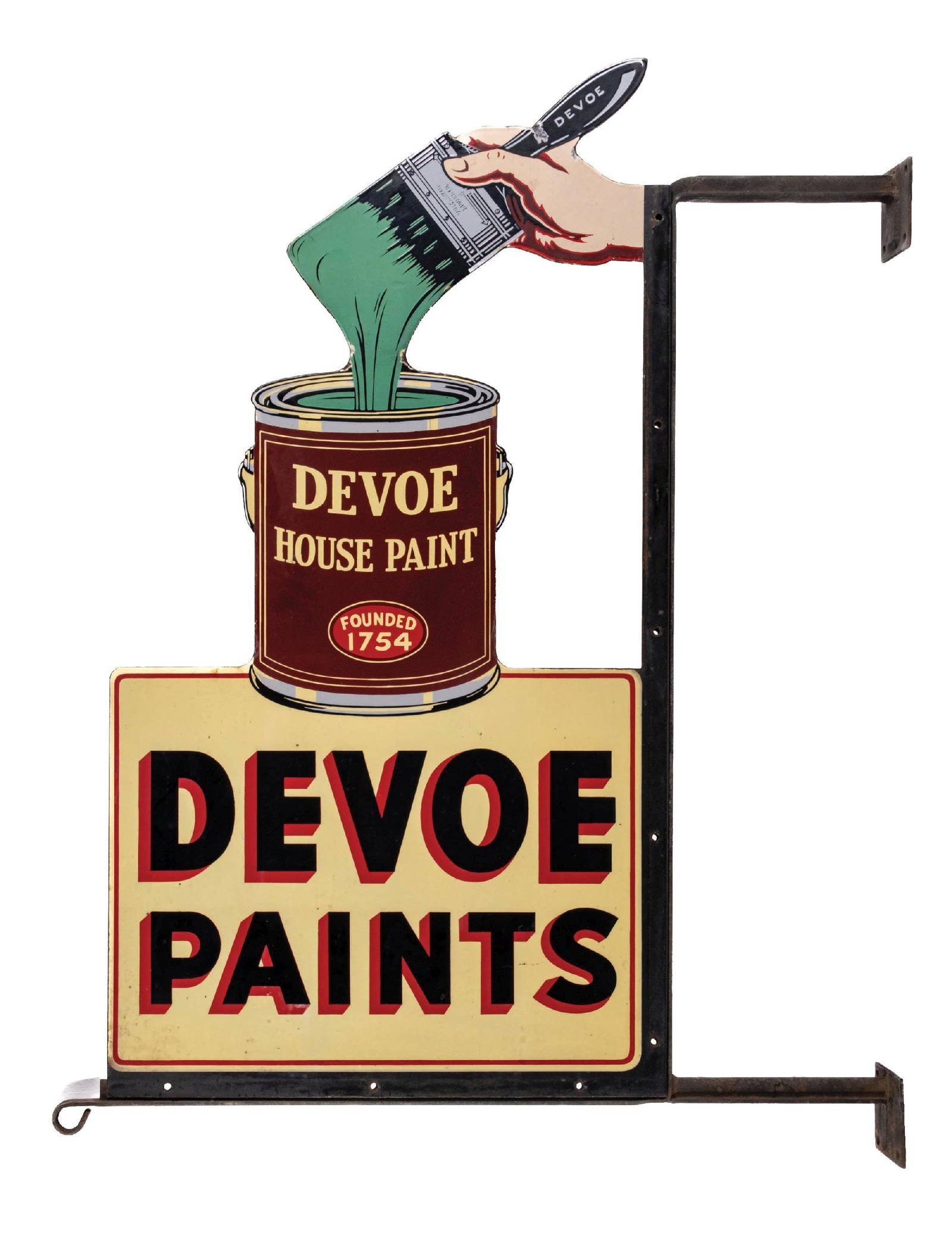 Devoe House Paints Double-sided Porcelain Sign W/ Hanging Bracket Auction