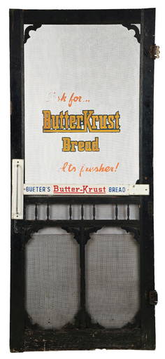 Bueter's Butter Krust Screen Door W/ Door Push Bar Sign